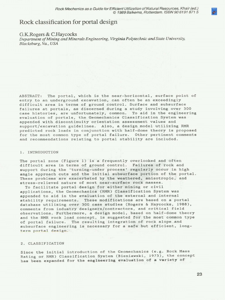 Rock Classification For Portal Design | PDF | Evaluation | Science