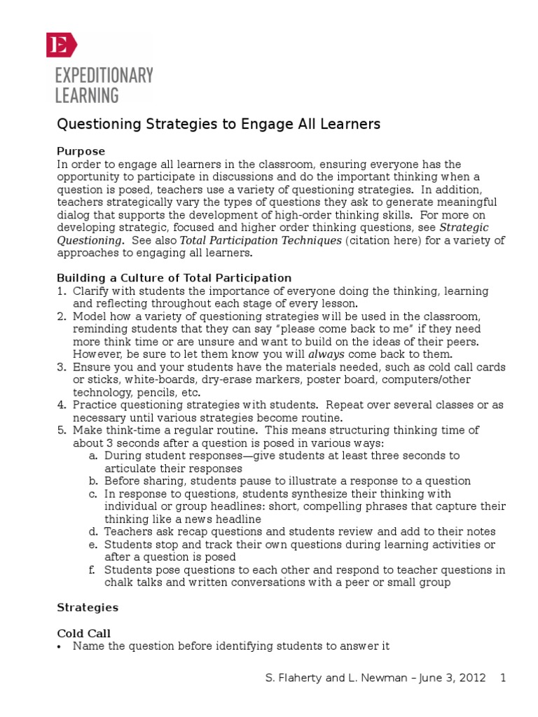Engaging Classroom Questioning Tactics | PDF | Question | Classroom