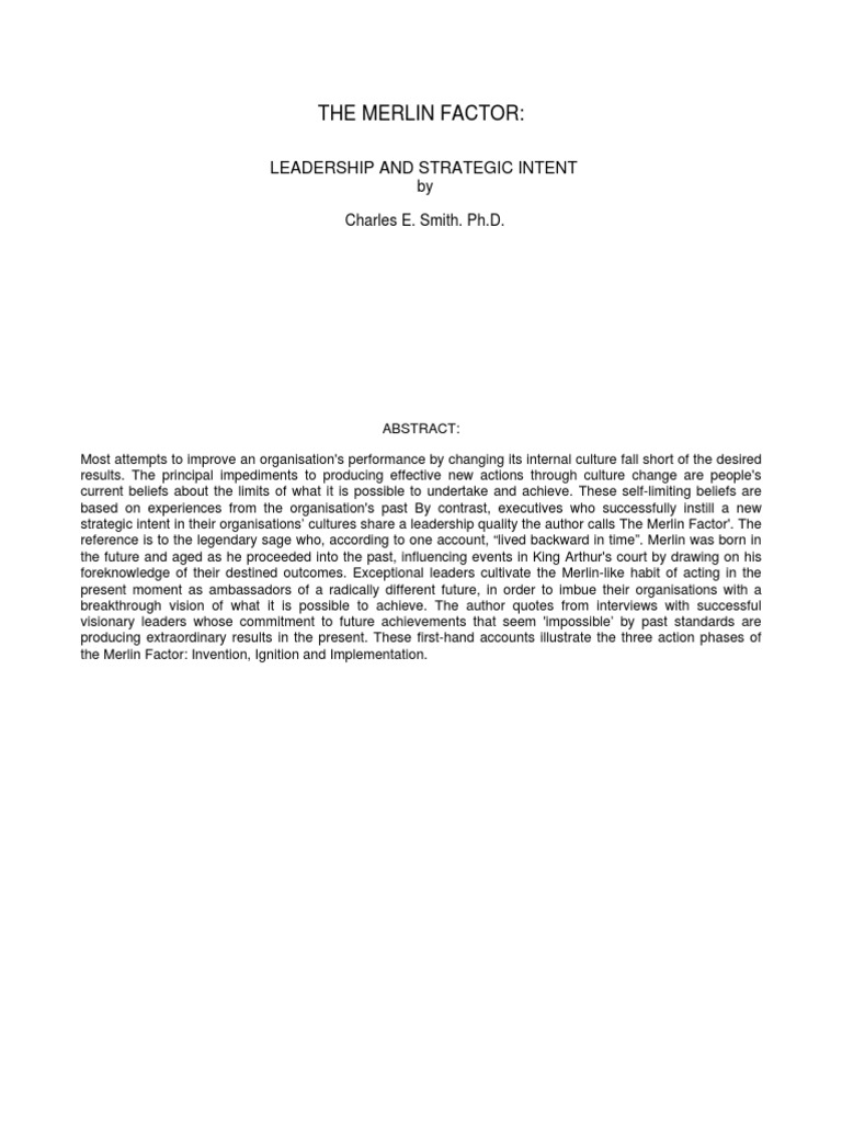 Merlin Factor Article PDF 1 | PDF | Organizational Culture | Leadership