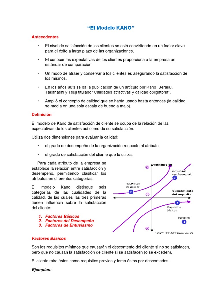 El Modelo Kano | PDF | Calidad (comercial) | La satisfacción del cliente