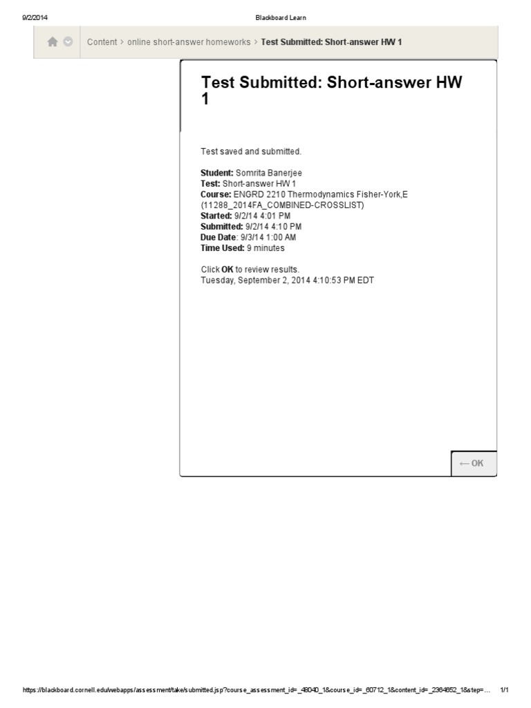 Test Submitted: Short-Answer HW 1 | PDF