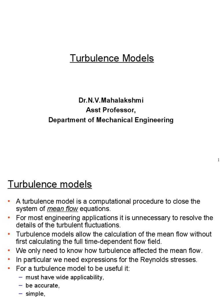 Overview of Turbulence Models in Engineering | PDF | Turbulence | Fluid ...