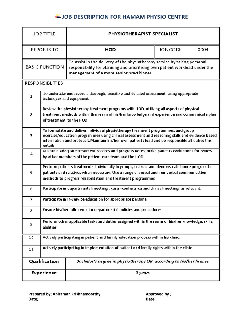 A Comprehensive Overview of Physiotherapy Roles and Responsibilities at ...