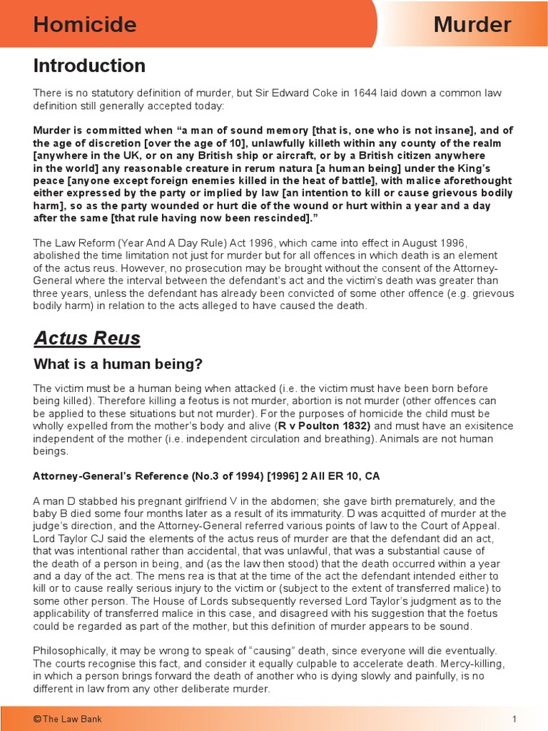 Murder Notes | PDF | Murder | Intention (Criminal Law)