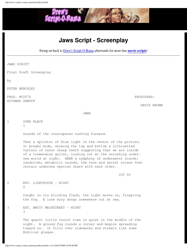 Jaws (Screenplay) | PDF | Nature | Leisure