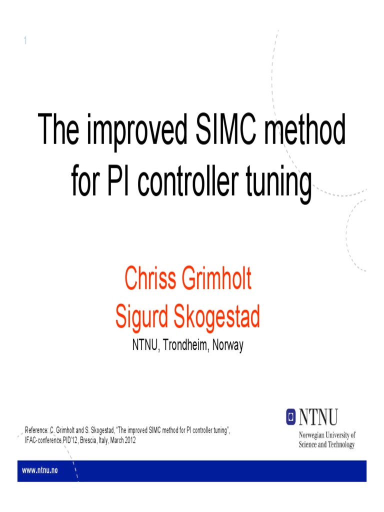 The Improved SIMC Method For PI Controller Tuning | PDF | Systems ...