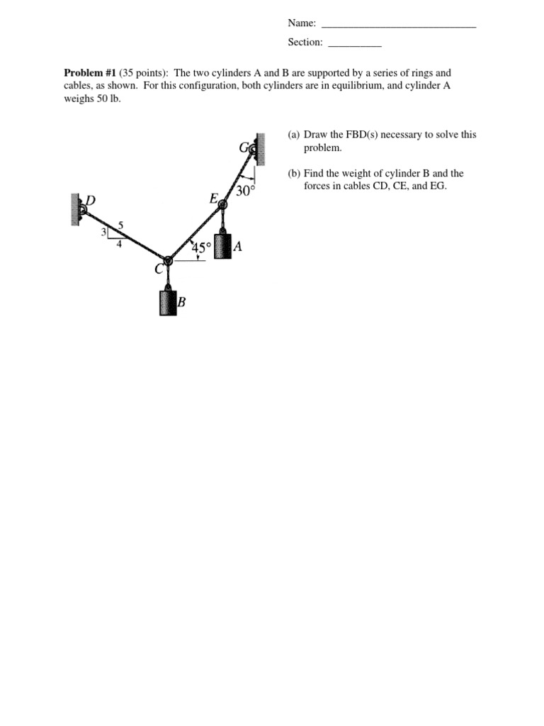 Statics Problems: Pulleys and Tension | PDF | Truss | Tension (Physics)
