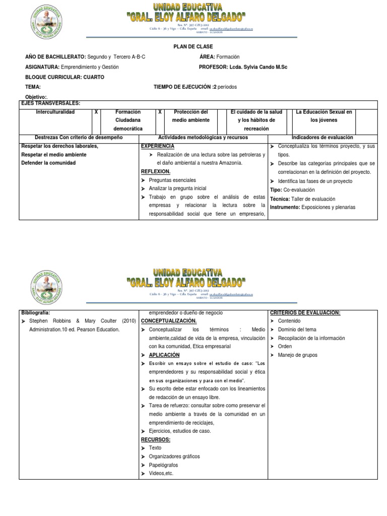 Planes de Clase | PDF | Toma de decisiones | Maestros