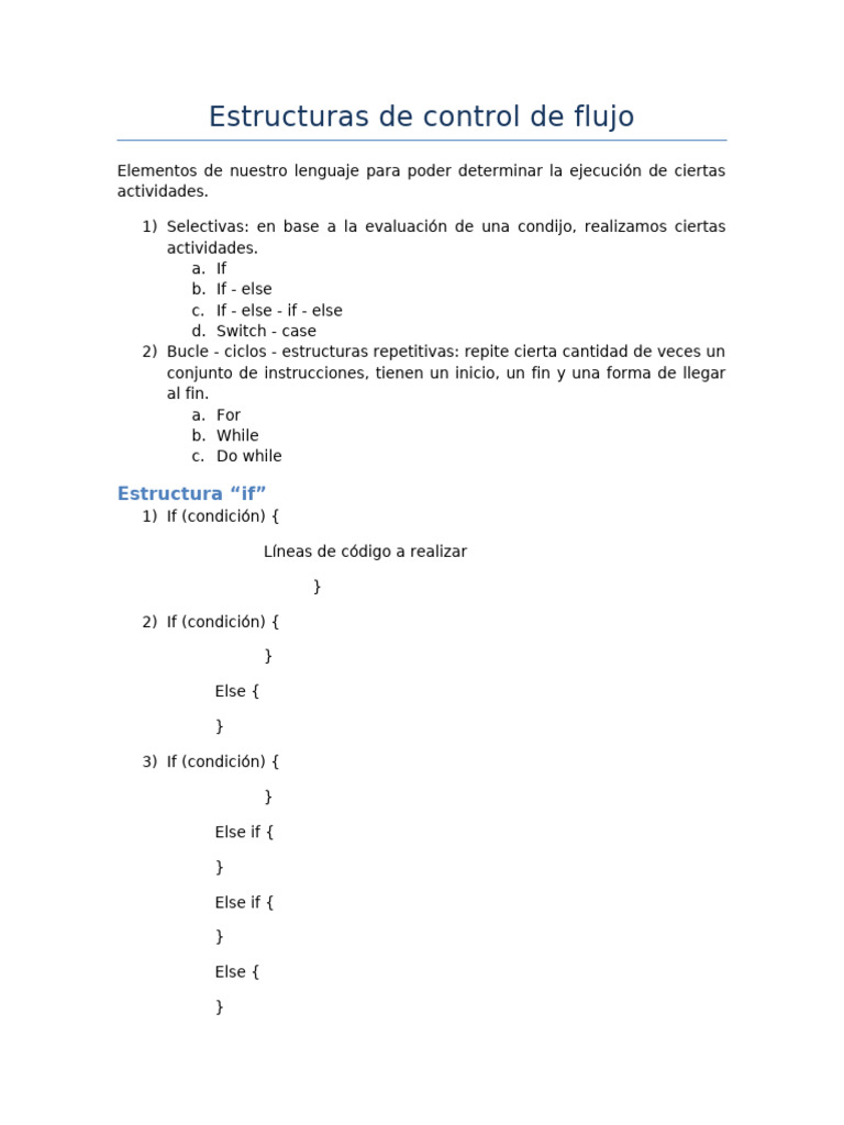 Estructuras de Control de Flujo | PDF