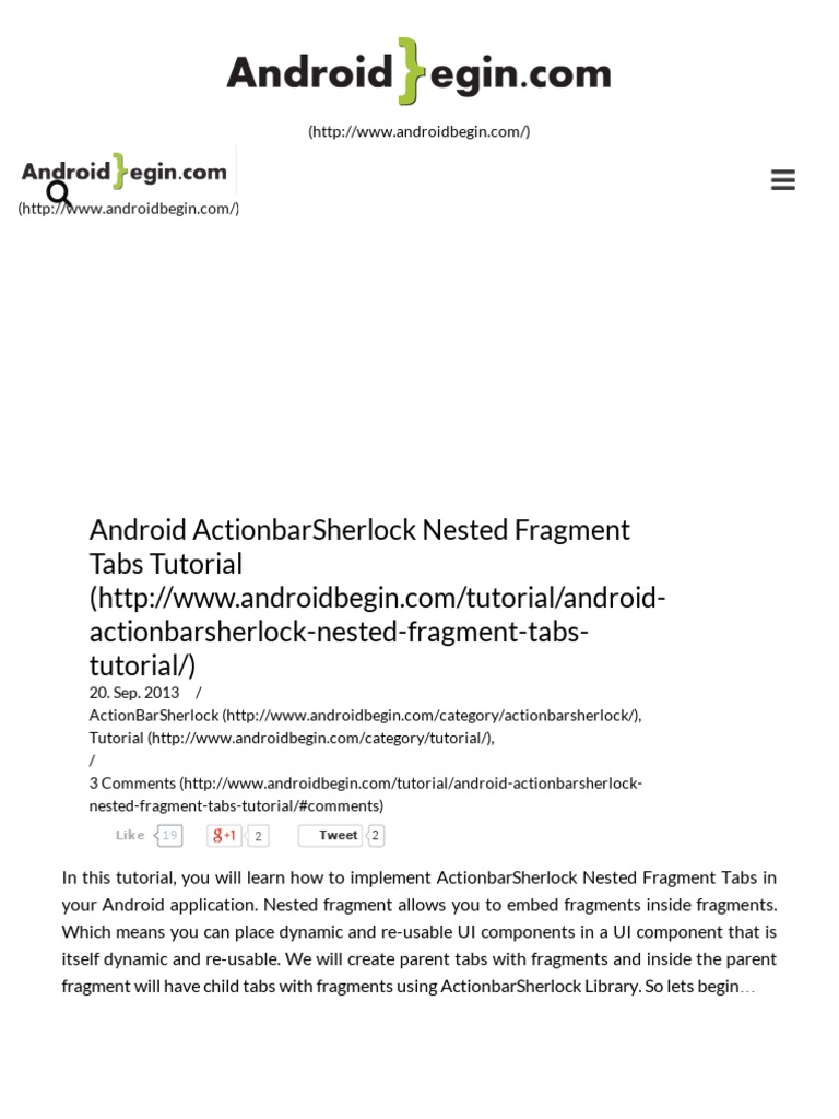Android Actionbarsherlock Nested Fragment Tabs Tutorial Androidbegin Pdf Android