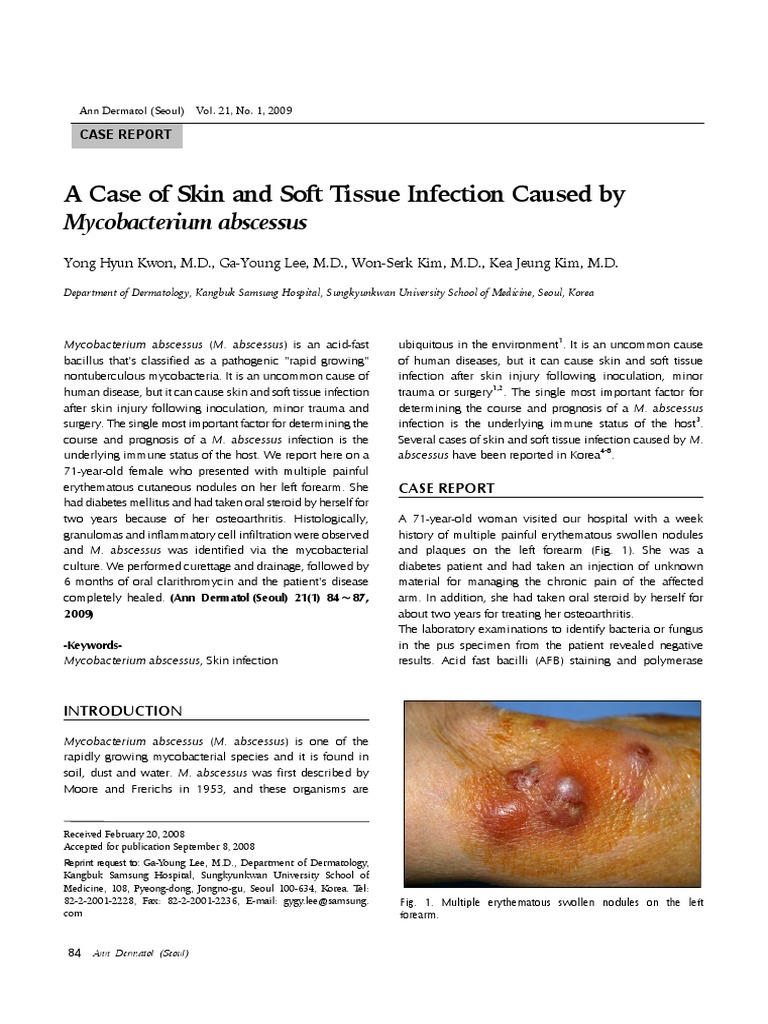 A Case of Skin and Soft Tissue Infection Caused by Mycobacterium ...
