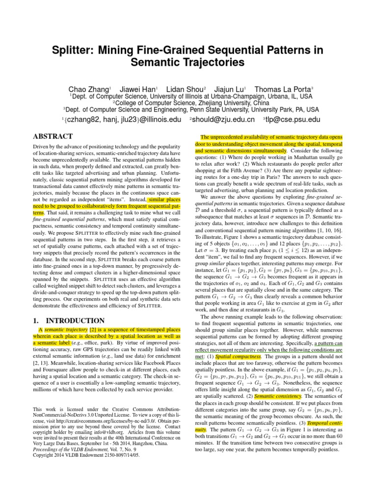 Splitter: Mining Fine-Grained Sequential Patterns in Semantic ...