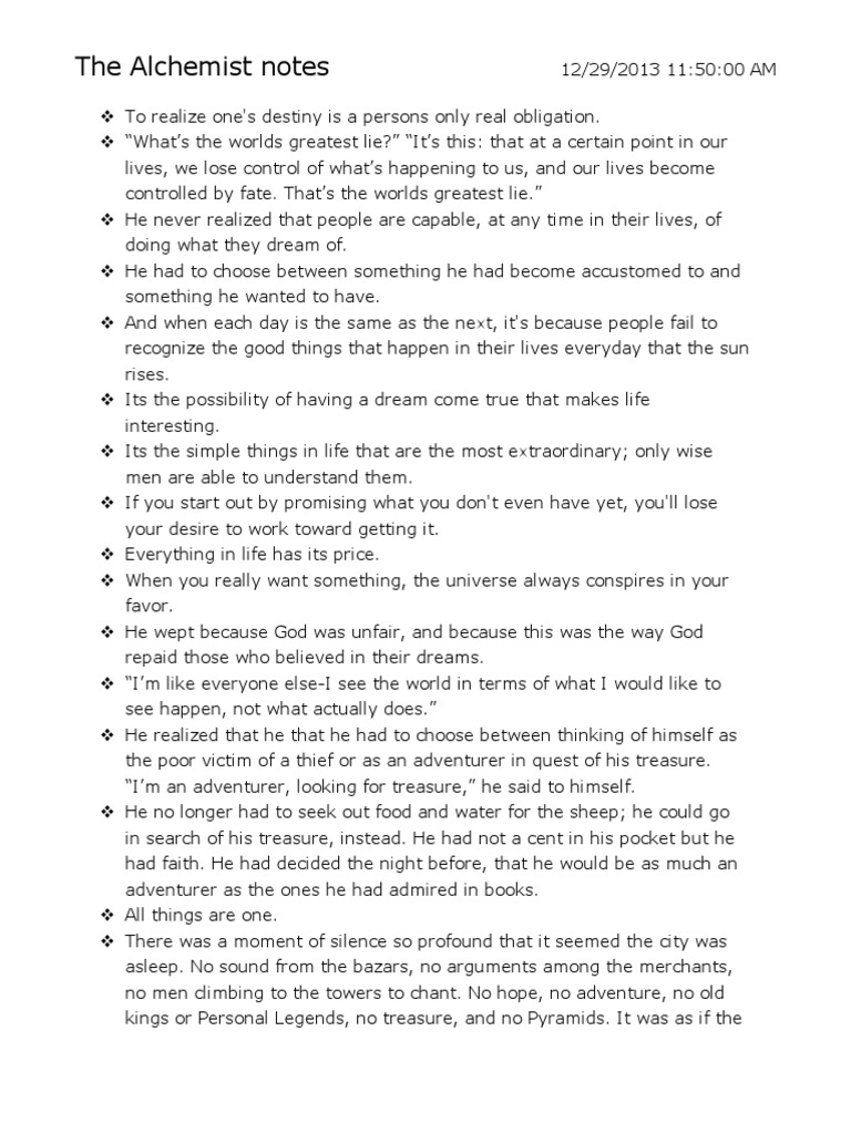 The Alchemist Notes | PDF