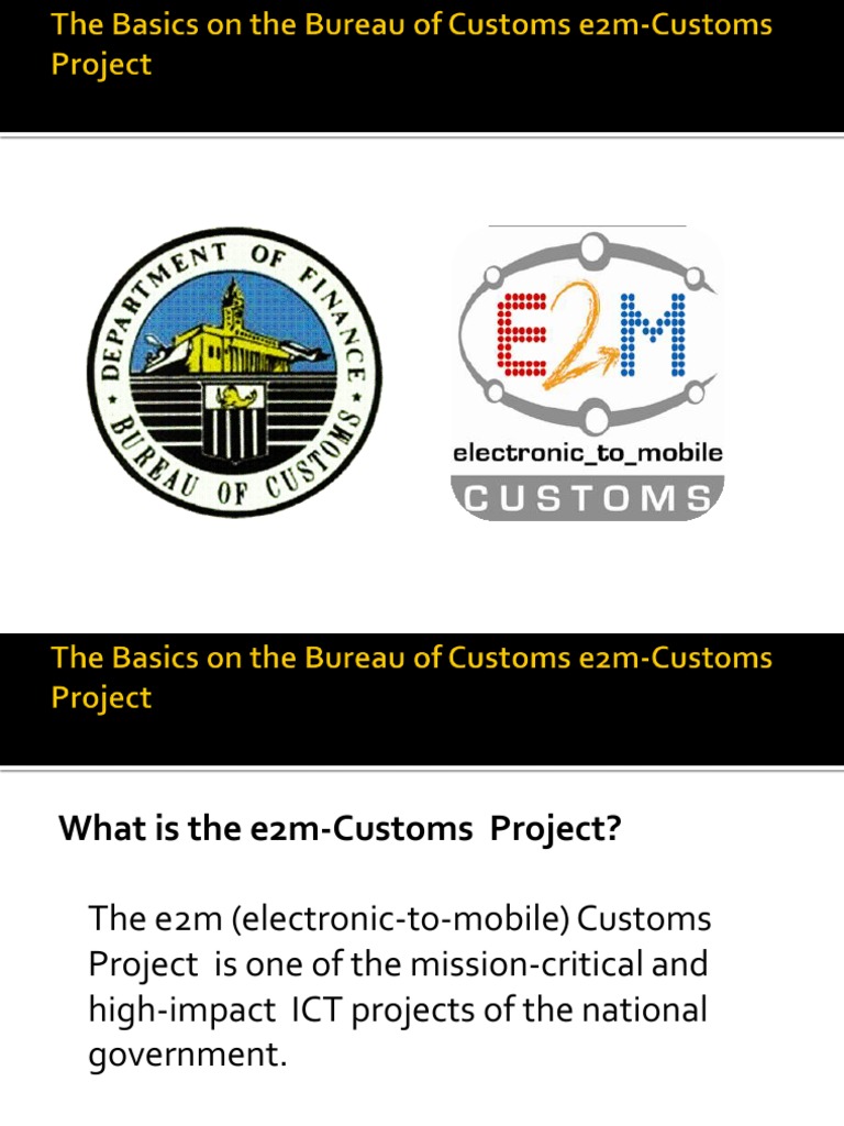 The Basics on the Bureau of Customs e2m-Customs | Debits And Credits ...