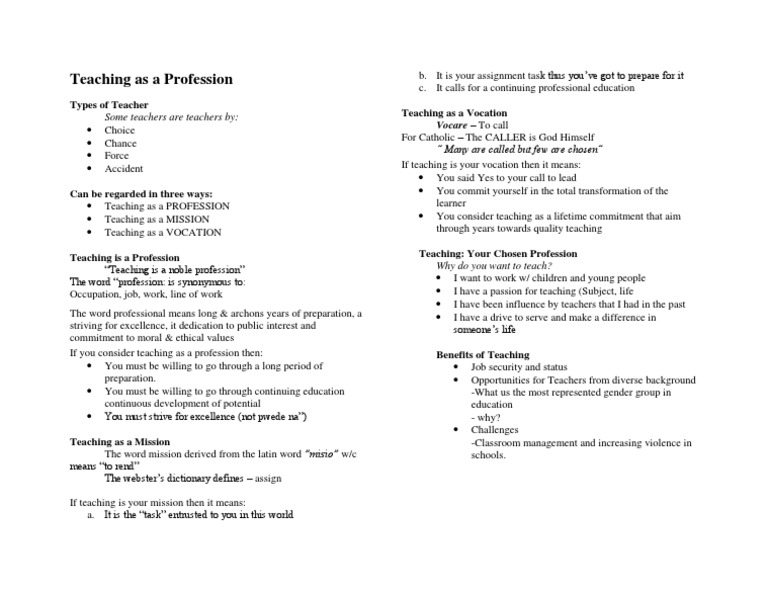 Teaching As A Profession | PDF