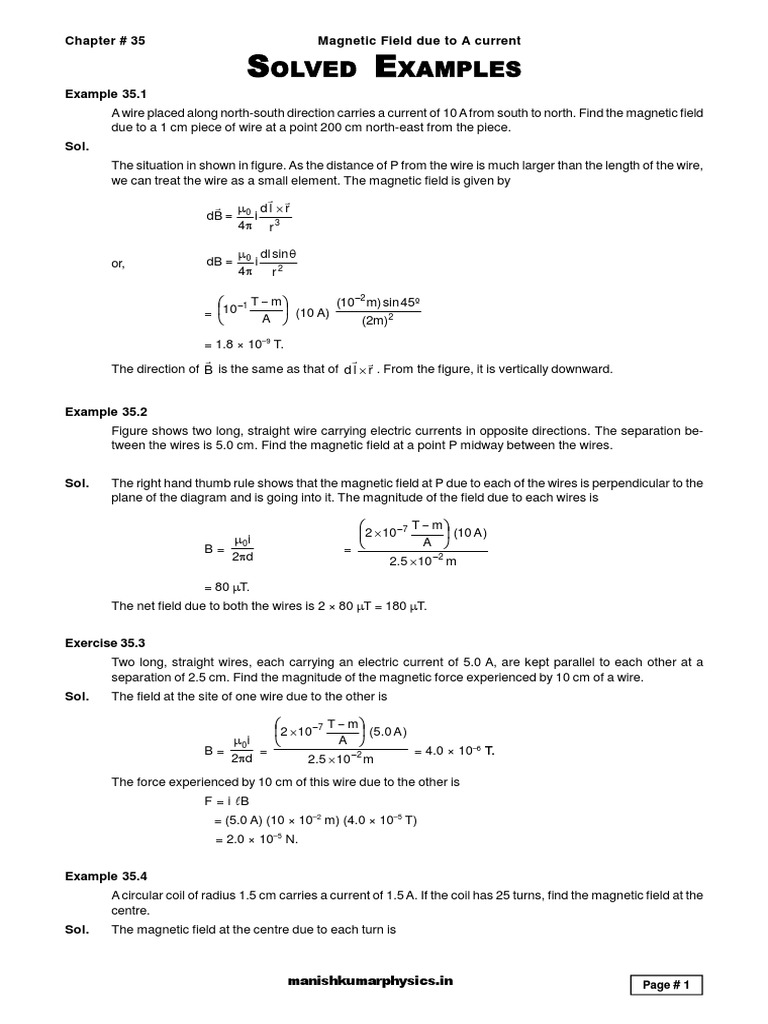 Magnetic Field Due To Current | PDF | Magnetic Field | Electric Current