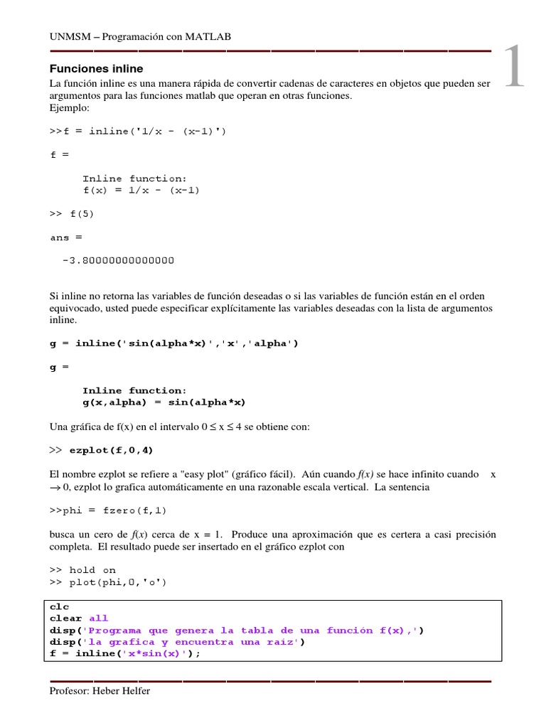 Funciones en Matlab | PDF