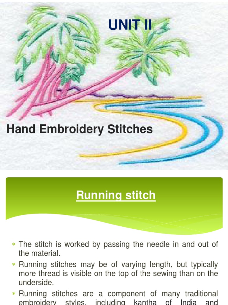 Basic Embroidery Hand Stitches - Method of Doing.. | PDF | Embroidery ...