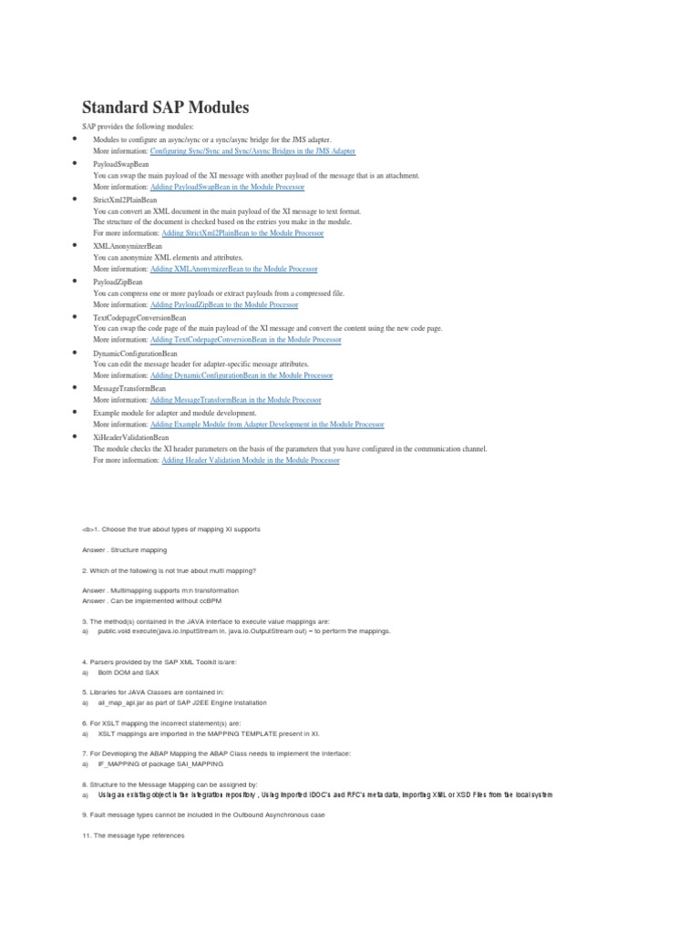 Standard SAP Modules | PDF | Xslt | Xml
