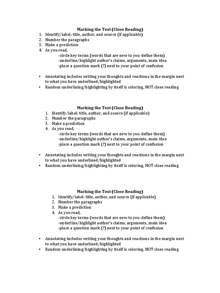 Marking The Text | PDF