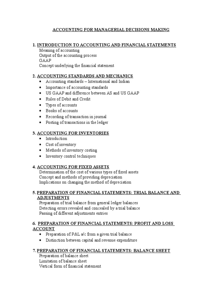 Accounting For Managerial Decisions Making | PDF | Balance Sheet ...