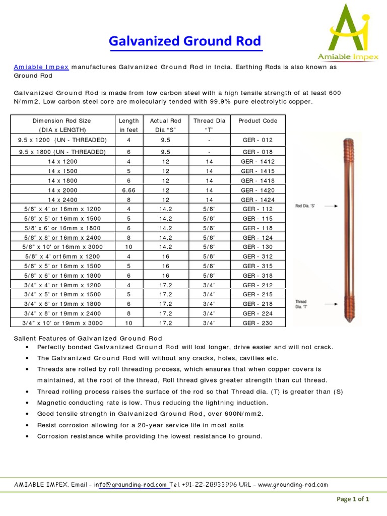 Galvanized Ground Rod | PDF