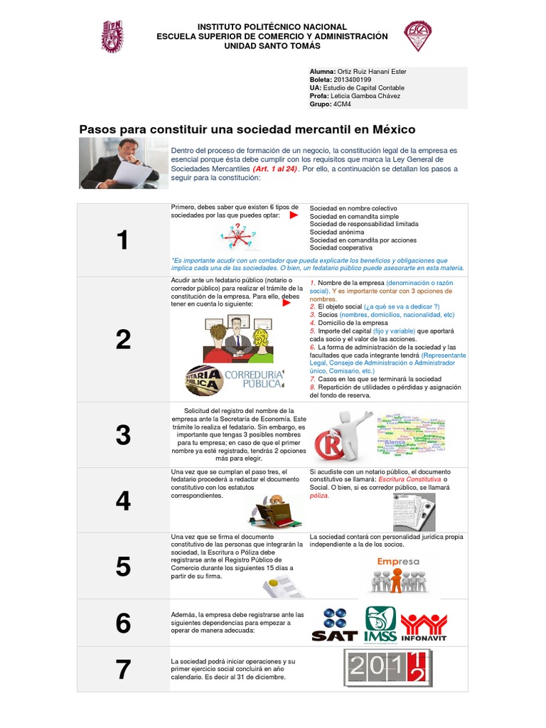 Pasos para Constituir Una Sociedad Mercantil en México | PDF | Sociedad de responsabilidad ...