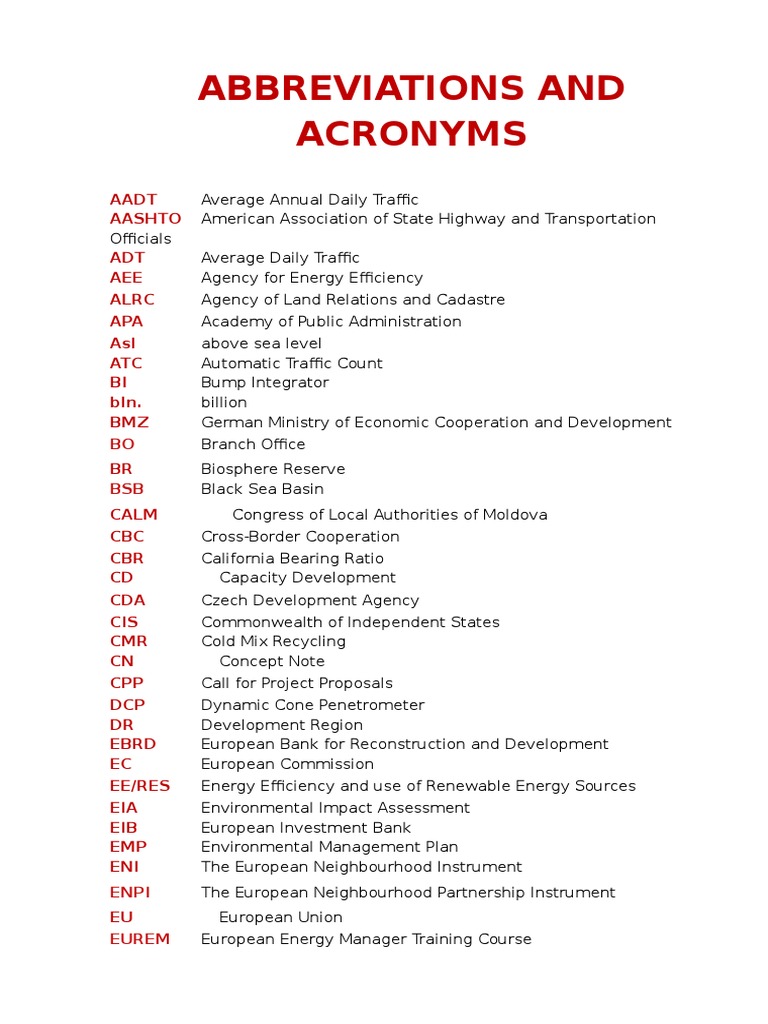 Abbreviations and Acronyms | PDF | International Development | Economic ...