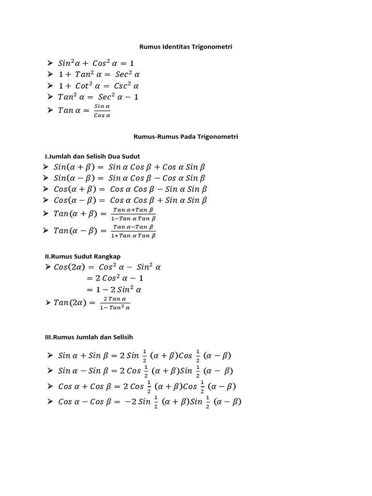 Rumus Identitas Trigonometri | PDF