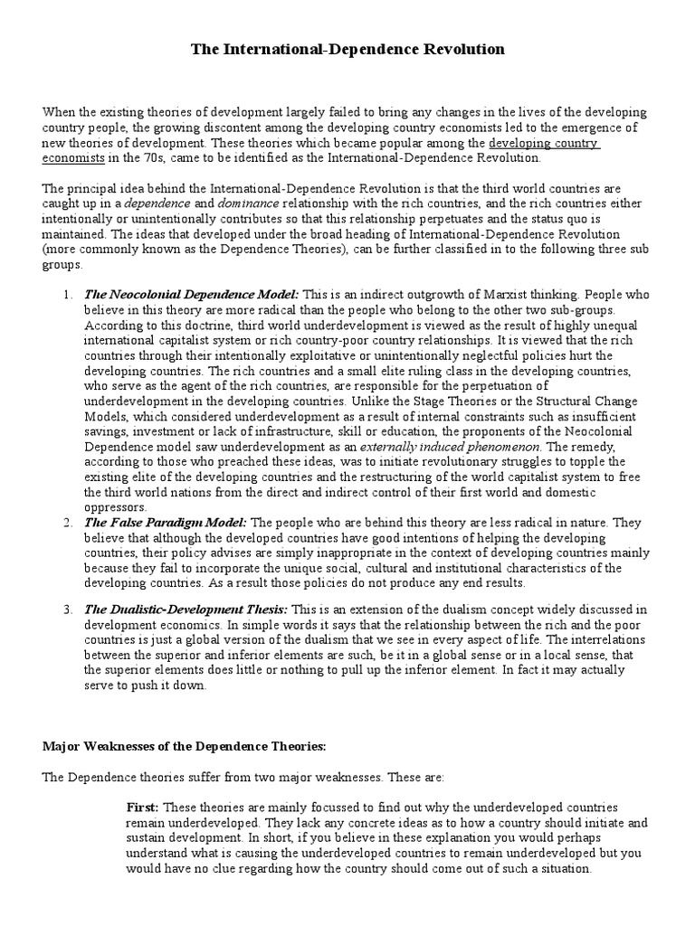 The International-Dependence Revolution | Development Economics | Economics