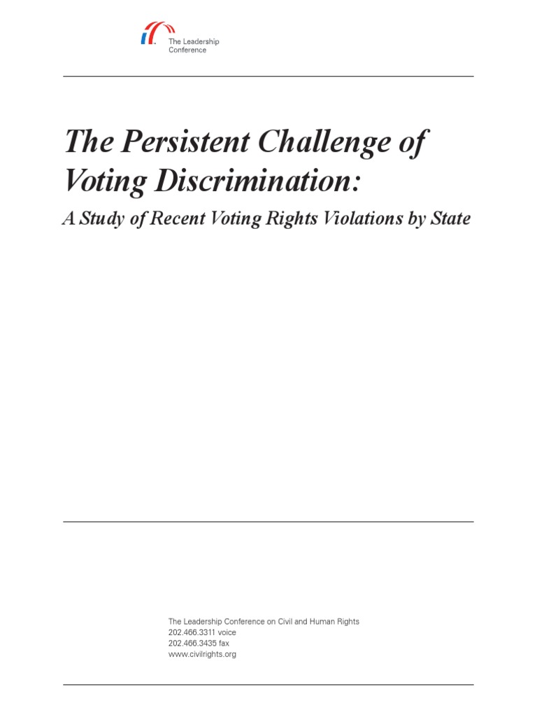 Racial Discrimination in Voting Whitepaper | PDF | Voting Rights Act Of ...