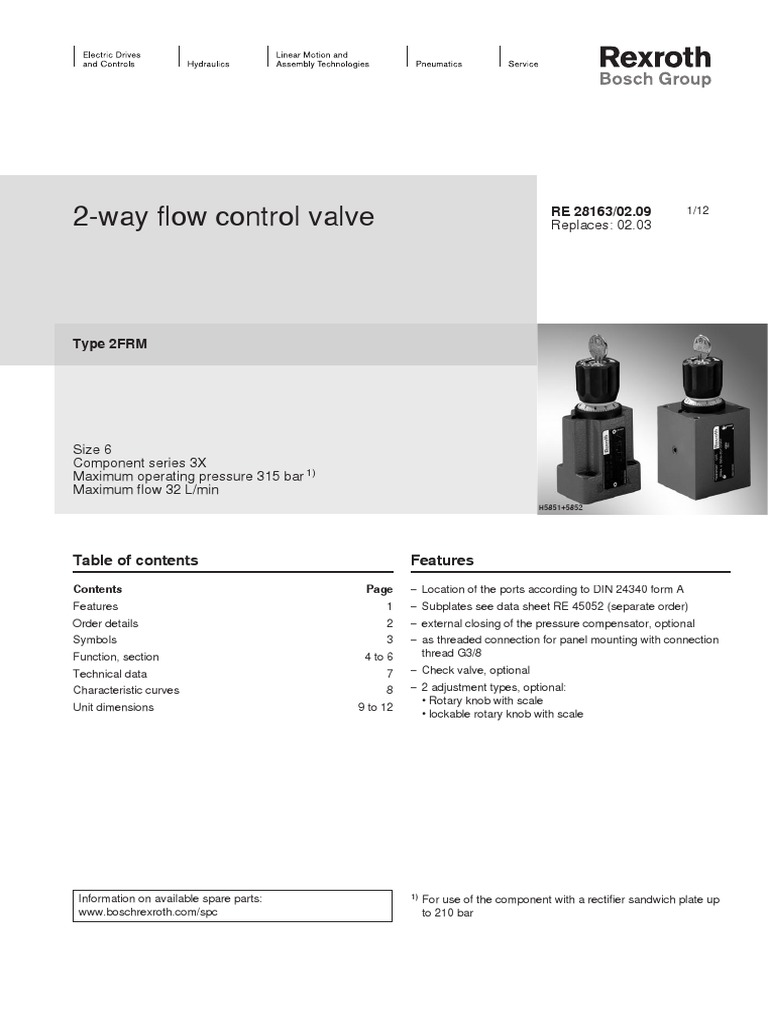 2-Way Flow Control Bosch-Rexroth | PDF | Valve | Screw