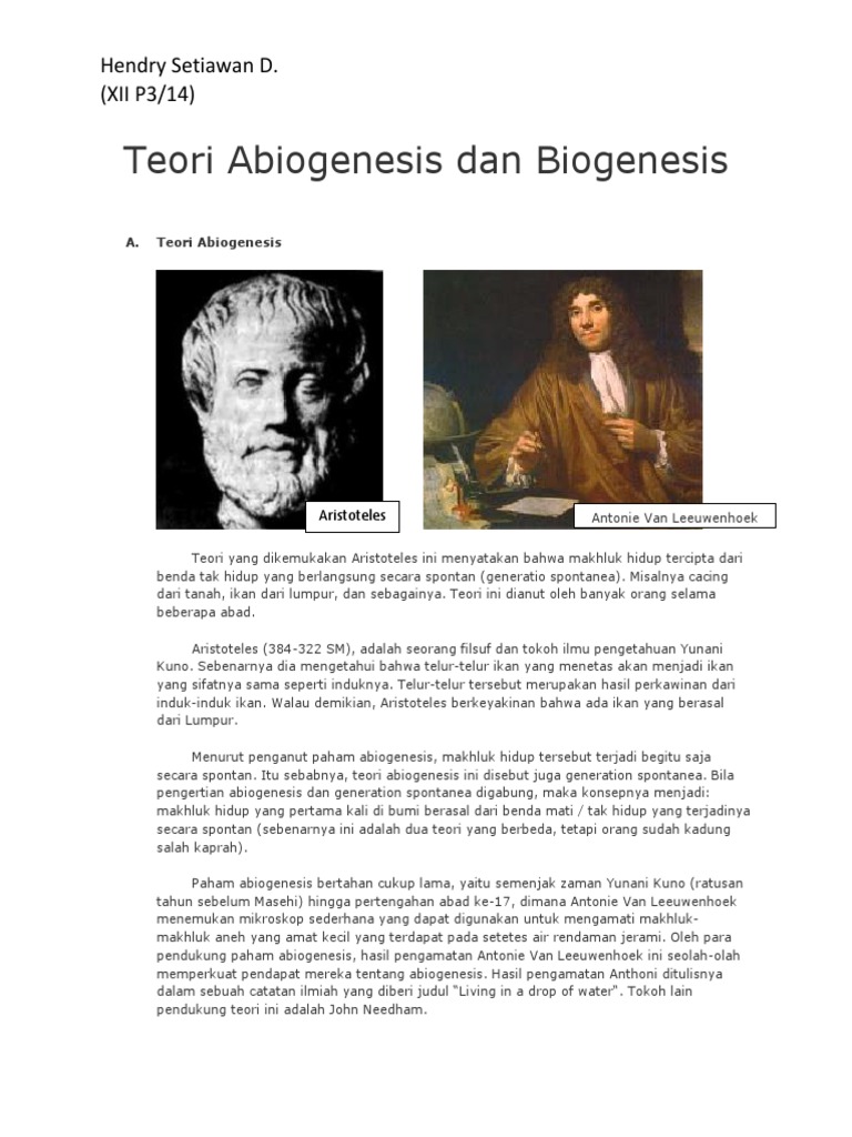 Teori Abiogenesis Dan Biogenesis | PDF