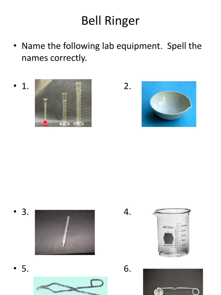 Bell Ringer: Lab Equipment Naming | PDF | Matter | Mixture