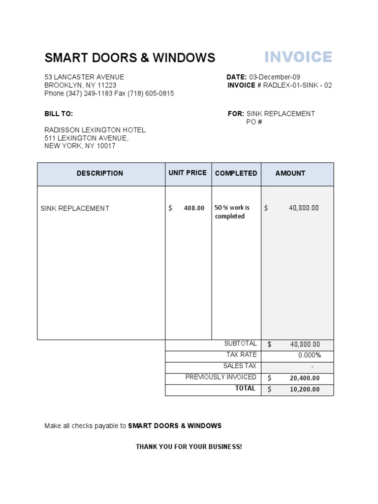 Sink Invoice | PDF