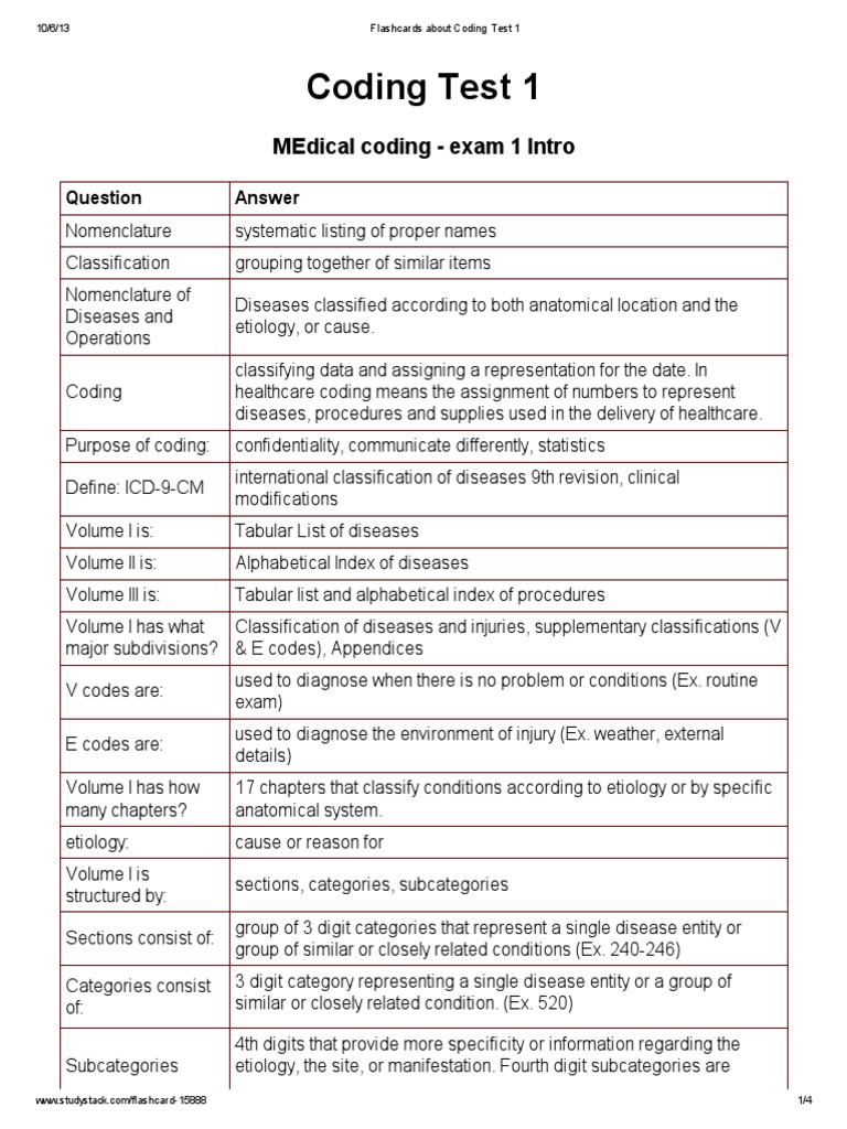 Flashcards About Coding Test 1 | PDF | International Statistical ...