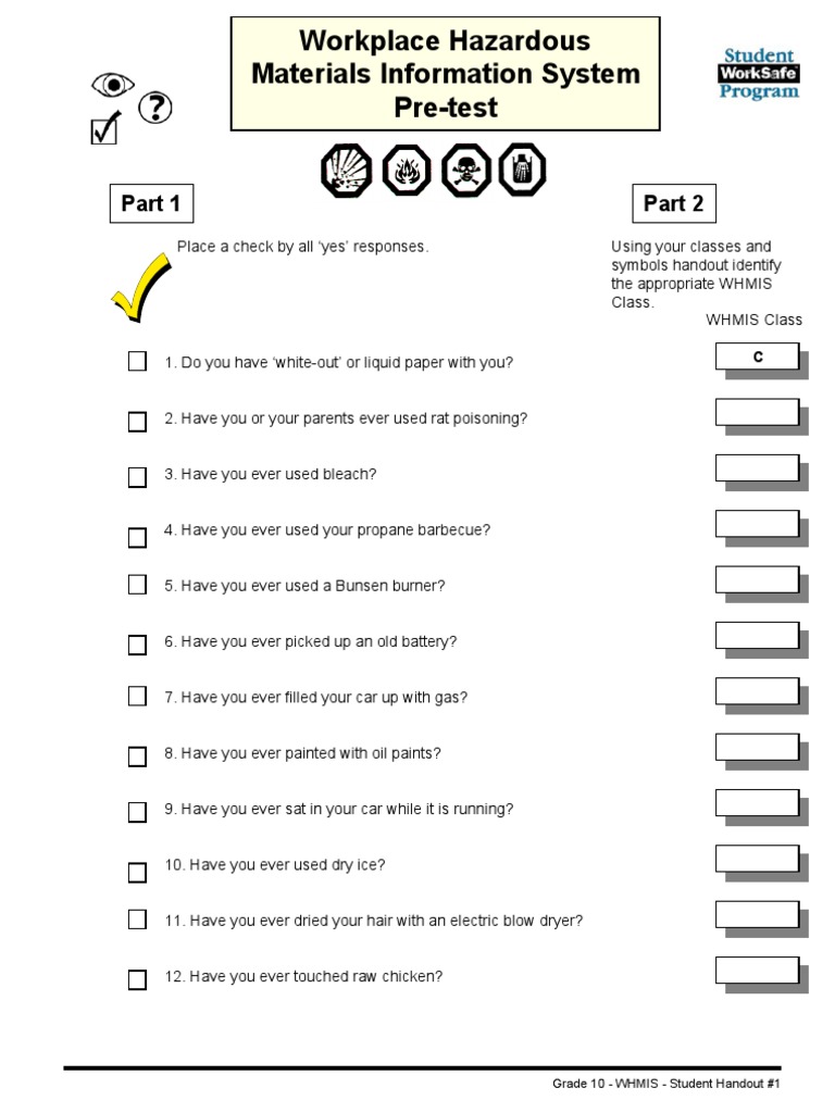 Gr10 WHMIS Handouts | PDF | Chemical Substances | Chemistry