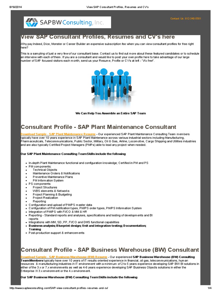 View SAP Consultant Profiles, Resumes and CV's | PDF | Sap Se ...