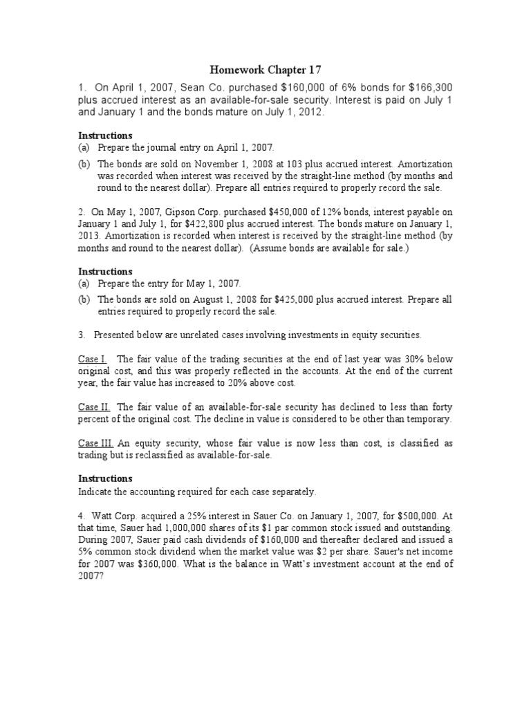 Chapter 17 Homework | PDF | Bonds (Finance) | Stocks