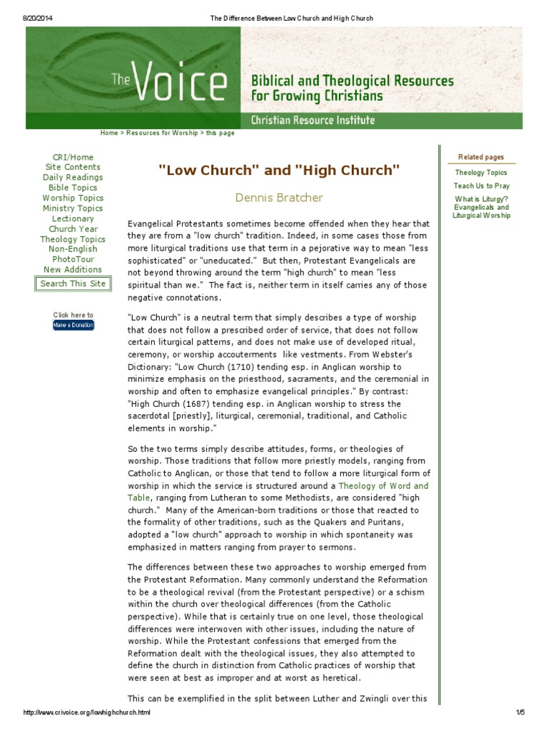 The Difference Between Low Church and High Church | Anglicanism ...