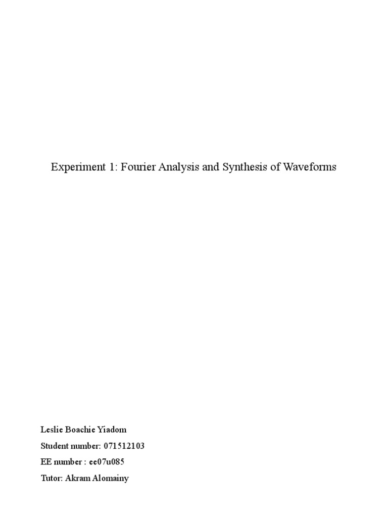 Fourier Analysis of Waveforms Experiment | PDF | Phase (Waves) | Sine Wave