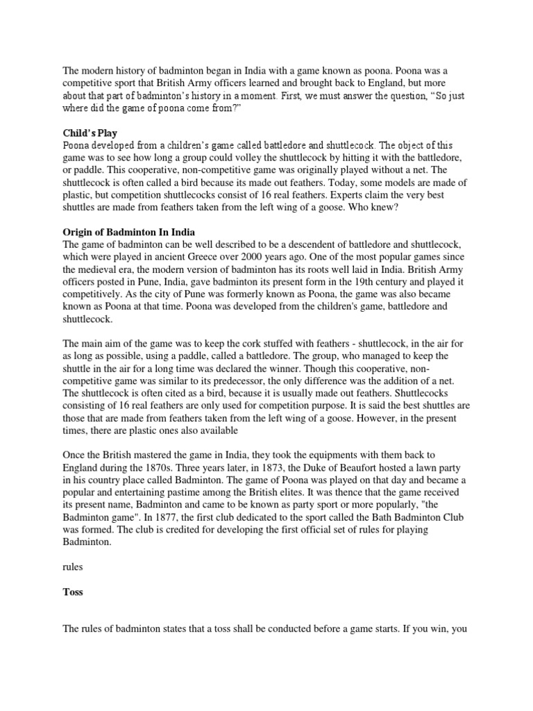 The Modern History of Badminton Began in India With A Game Known As ...