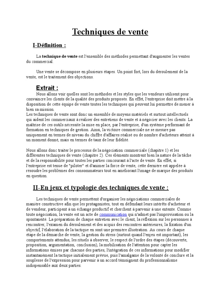 Techniques de Vente | PDF | Sodles | Business (Général)