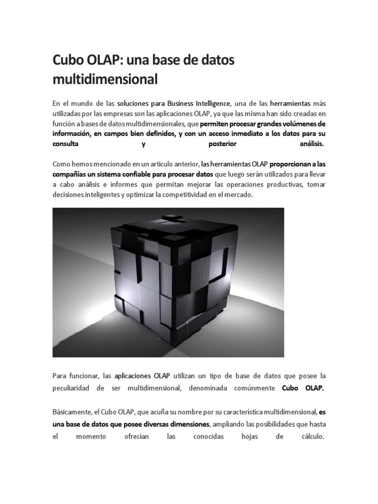 Cubo OLAP | Software de gestión de datos | Bases de datos