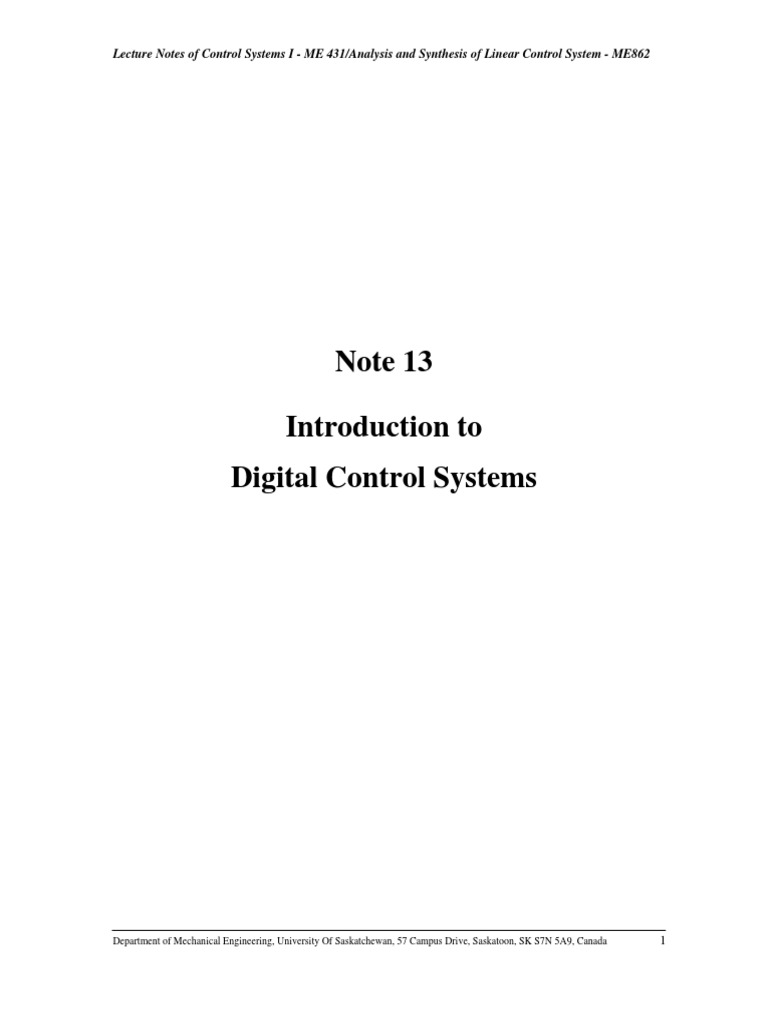 Note - 13 - Intro To Digital Control System | PDF | Signal (Electrical ...