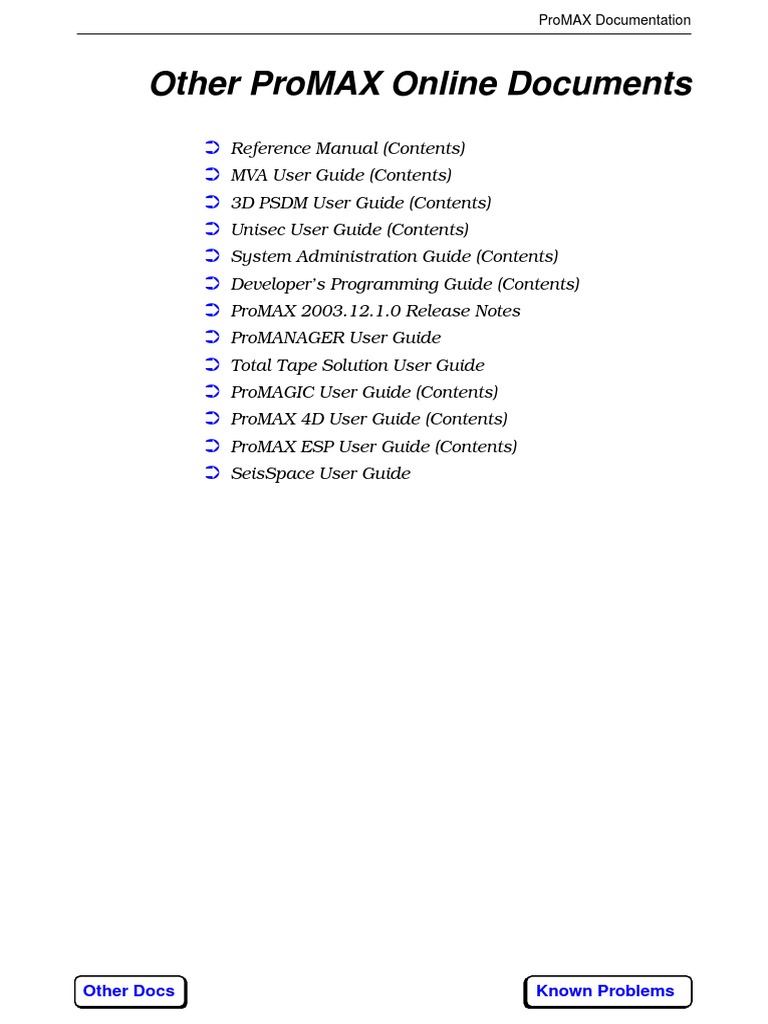 ProMAX User Guides & Manuals | PDF