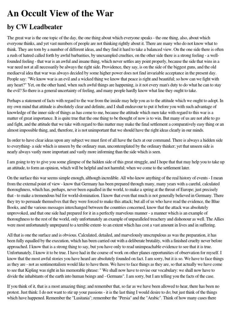 An Occult View of The War | PDF | Good And Evil | Evil