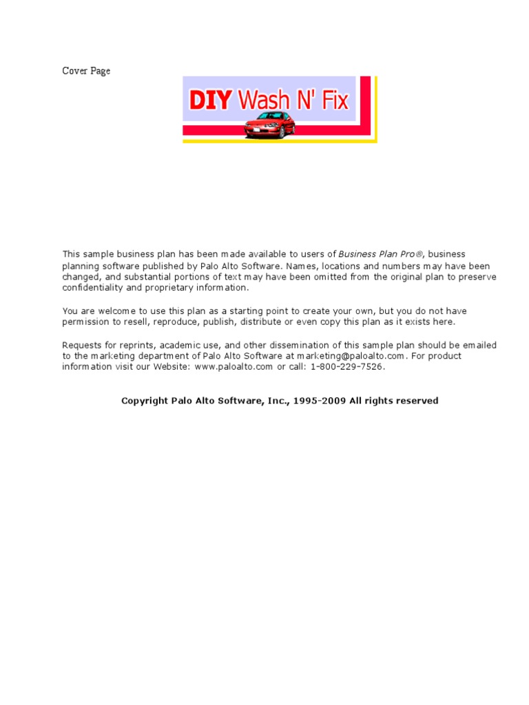 Car Wash Business Plan | PDF | Car | Retail