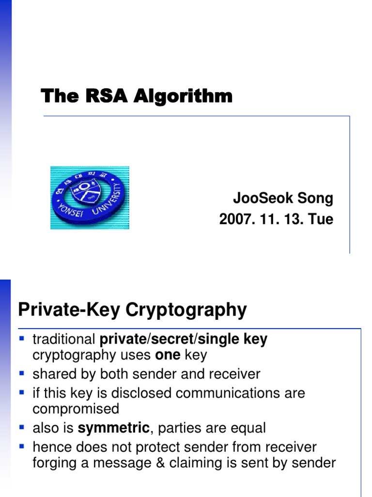 The RSA Algorithm | Public Key Cryptography | Cryptography