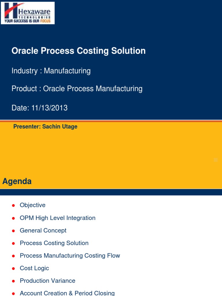 Hexaware Oracle Process Costing Solution | PDF | Inventory | Invoice
